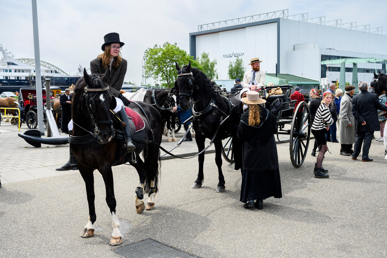 Fier te paard tussen de oude koetsen bij Landvast trekt Eline het ...