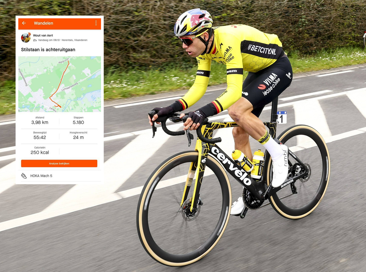 Wout van Aert laat zich week na crash weer zien op Strava: ‘Stilstaan ...
