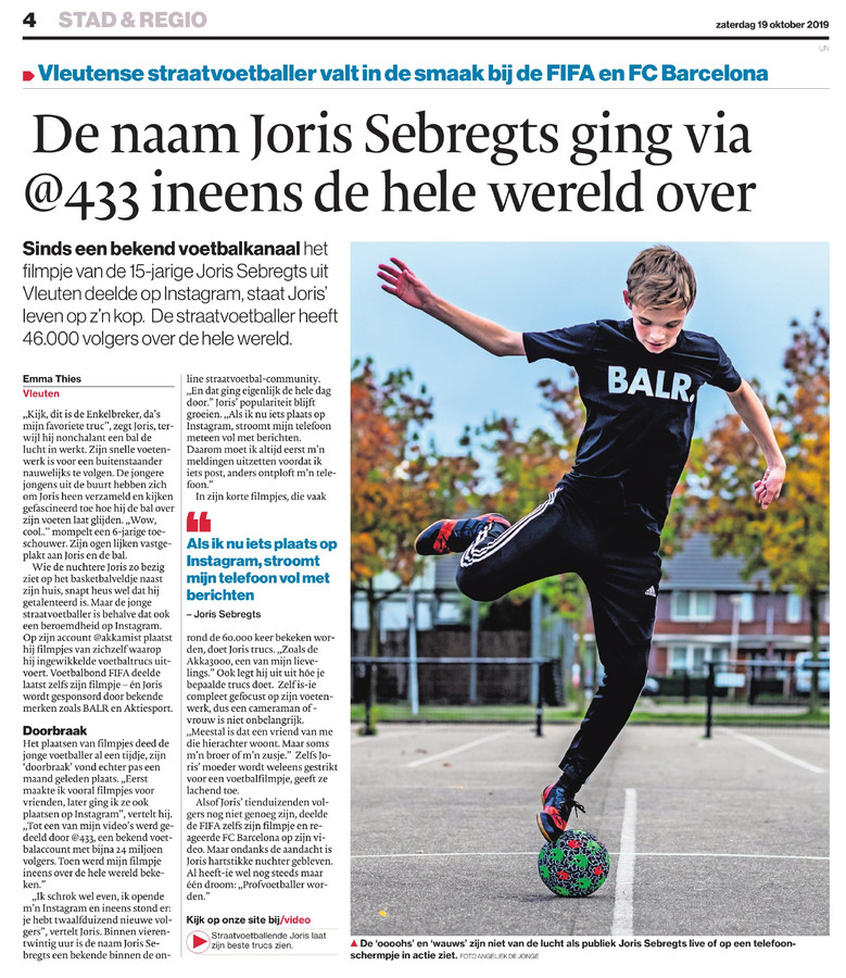 Joris (18) ging van school om voetbalvideo's te maken, nu voor 1,2 ...