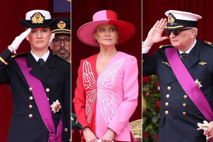 Elisabeth schittert in uniform, maar het is prinses Delphine die met ...