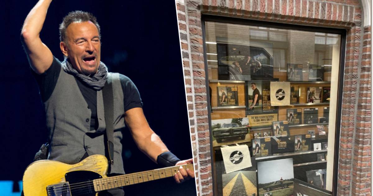 Bruce Springsteen in de wolken met etalage Geelse platenwinkel: The ...
