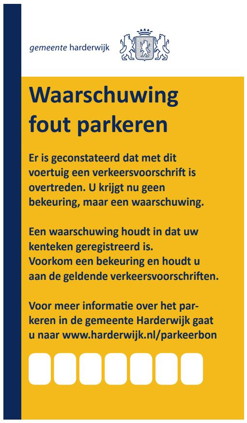 Geen parkeerbon meer onder de ruitenwisser in Harderwijk, maar ...