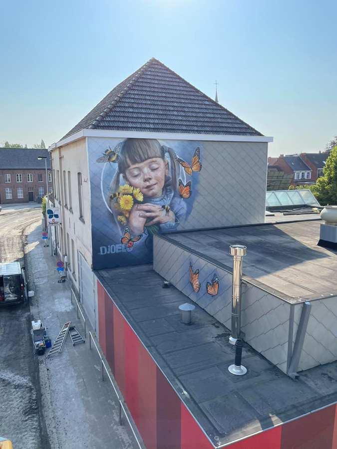 Graffitikunstenares Djoels neemt zijgevel van jeugdhuis De Vlinder ...