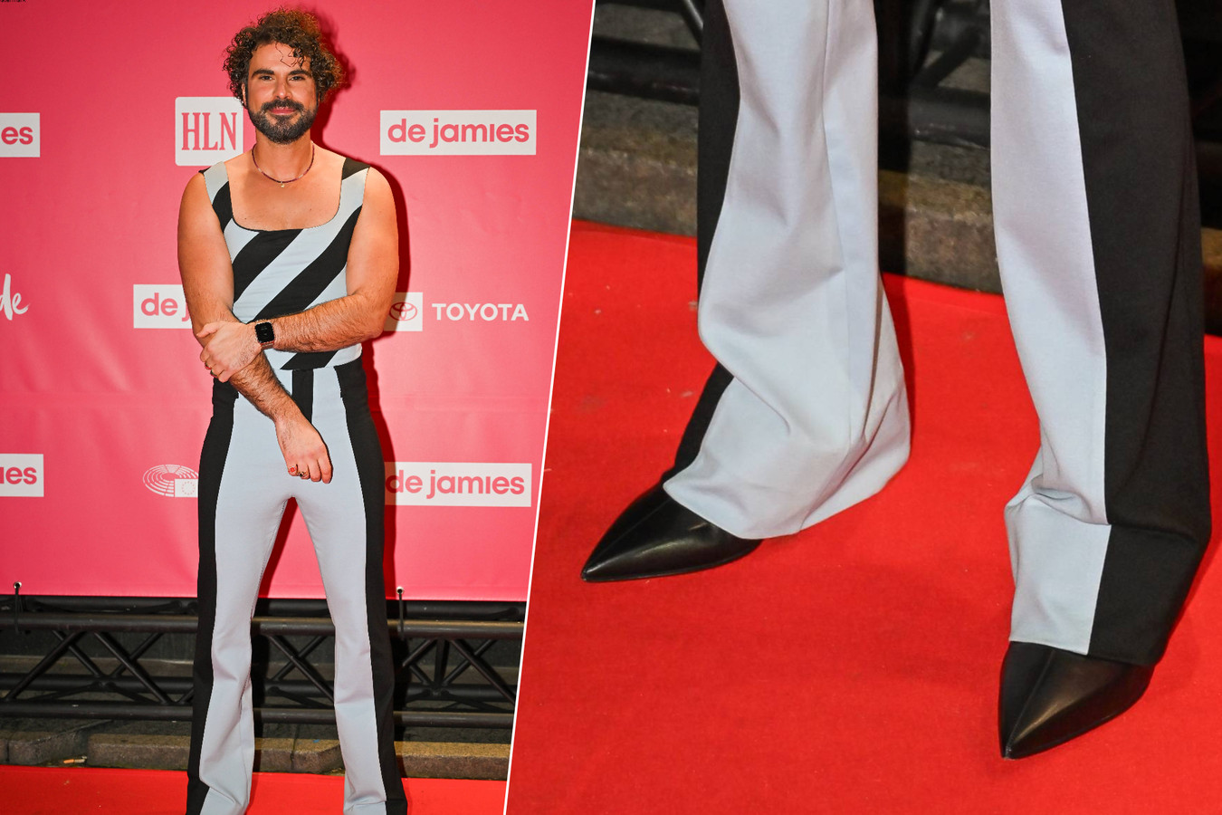 IN BEELD. Riadh Bahri op hakken op rode loper van De Jamies, Anastasya ...