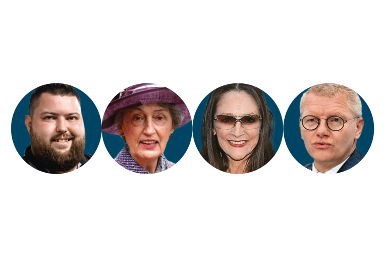 De mensen: Michael Smith, Susan Hussey, Olivia Hussey en Georges Gilkinet