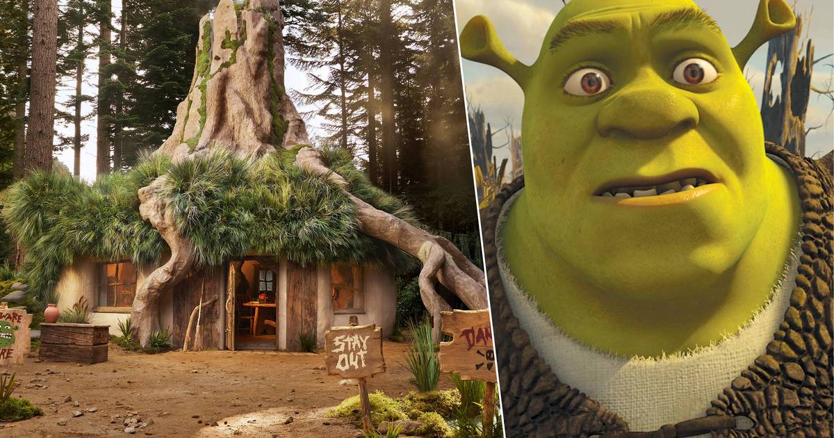 BINNENKIJKER. Deze boomhut is volledig in het thema van ‘Shrek’ (en je ...