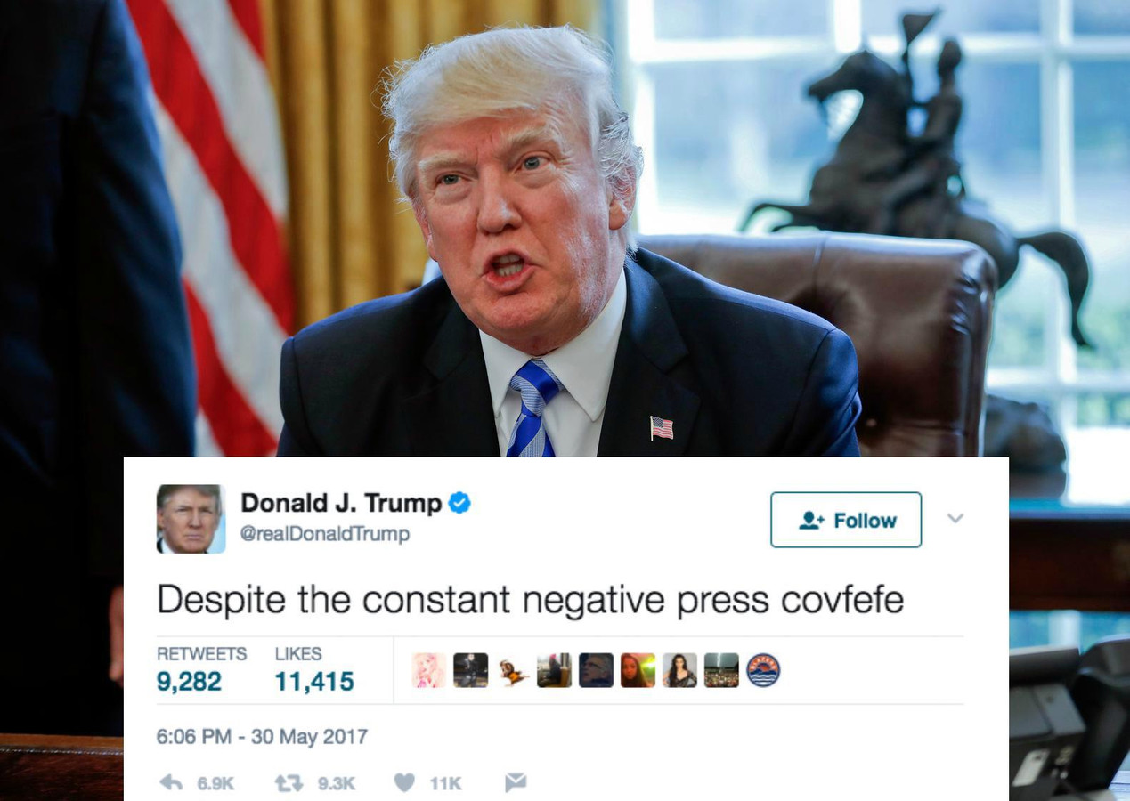 Trumps geheimzinnige ‘covfefe’ krijgt eindelijk betekenis | Foto | AD.nl