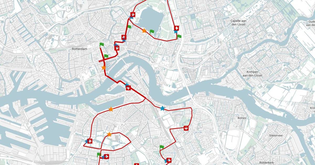 Dit is de route van de marathon van Rotterdam | Marathon van Rotterdam ...