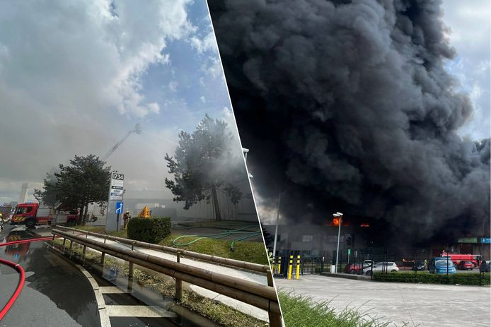 KIJK. Grote vuurbal bij uitslaande brand bij Brucargo in Machelen ...