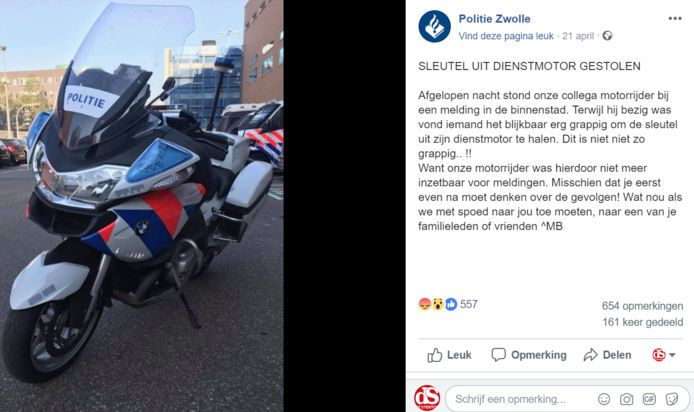 Contactsleutel terug bij motoragent na emotioneel Facebookbericht ...