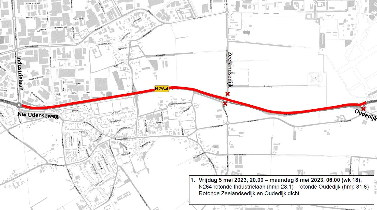 N264 richting A50 gaat een heel weekeinde dicht | Foto | bndestem.nl