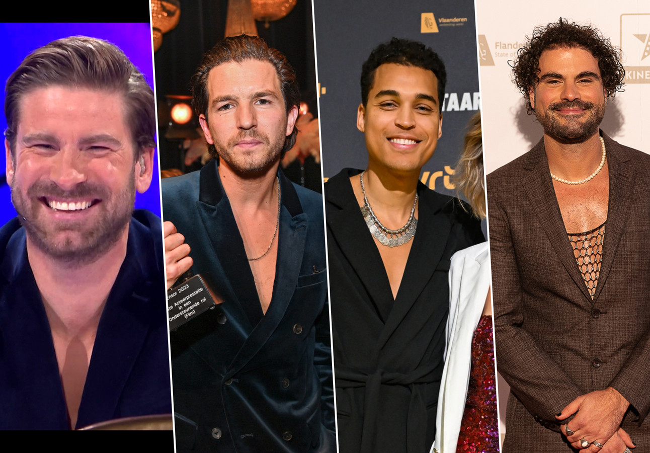 IN BEELD. Mannelijke BV’s wagen zich bloter en bloter: decolletés zijn ...