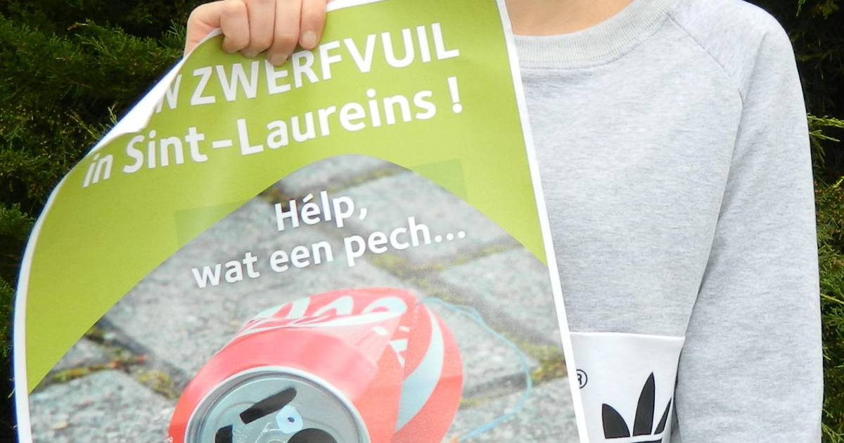 Amber (13) maakt affiche tegen zwerfvuil | Deinze | hln.be