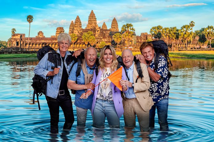 Henny Huisman, Ad Visser, Frits Barend en Edwin Rutten op roadtrip ...