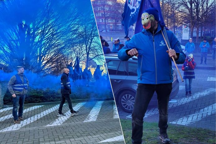 Politievakbond VSOA voert actie aan congres Open Vld: “Politieman- en ...