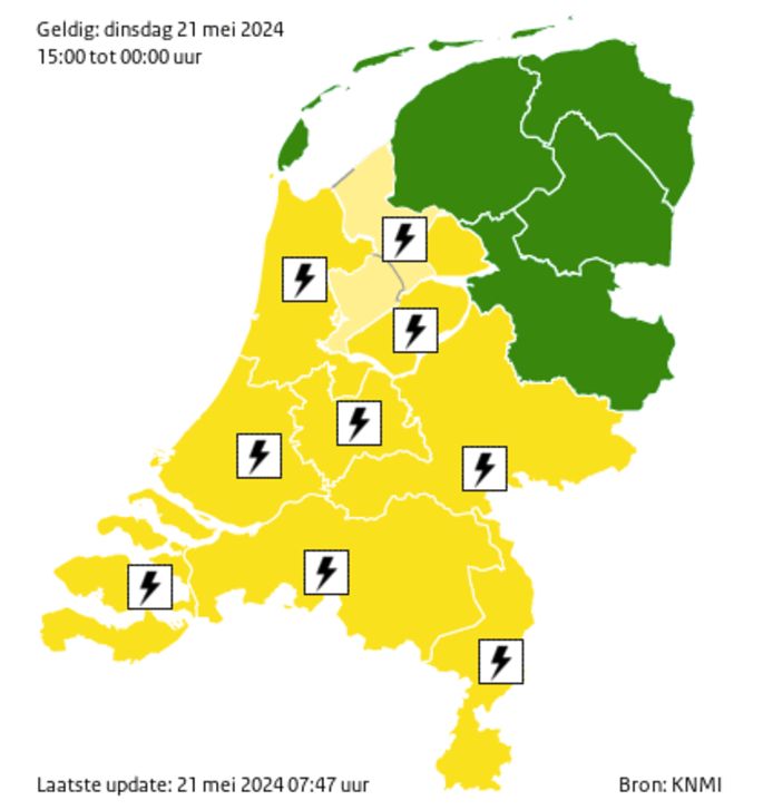 KNMI verwacht onweer, windstoten en hagel: code geel in Flevoland en ...