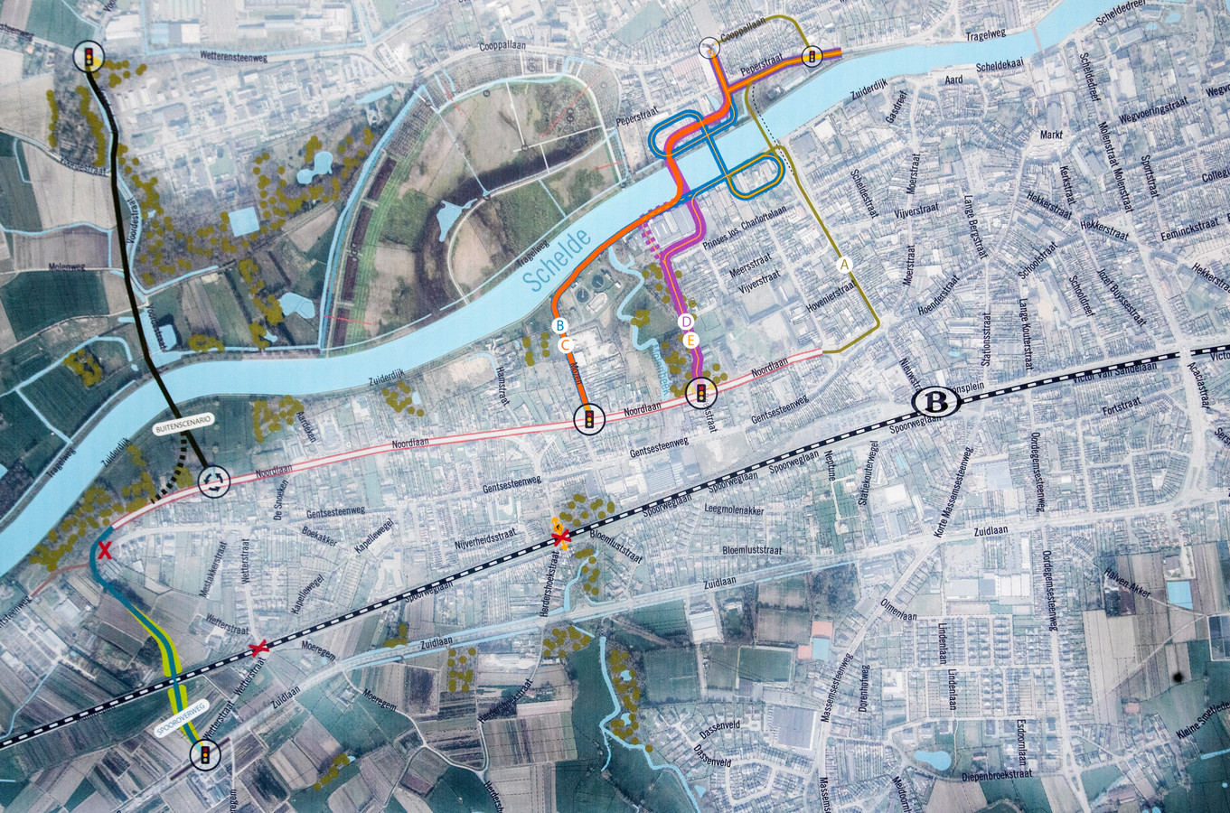 Nieuwe Scheldebrug in Wetteren: Vijf mogelijke scenario’s in centrum en ...