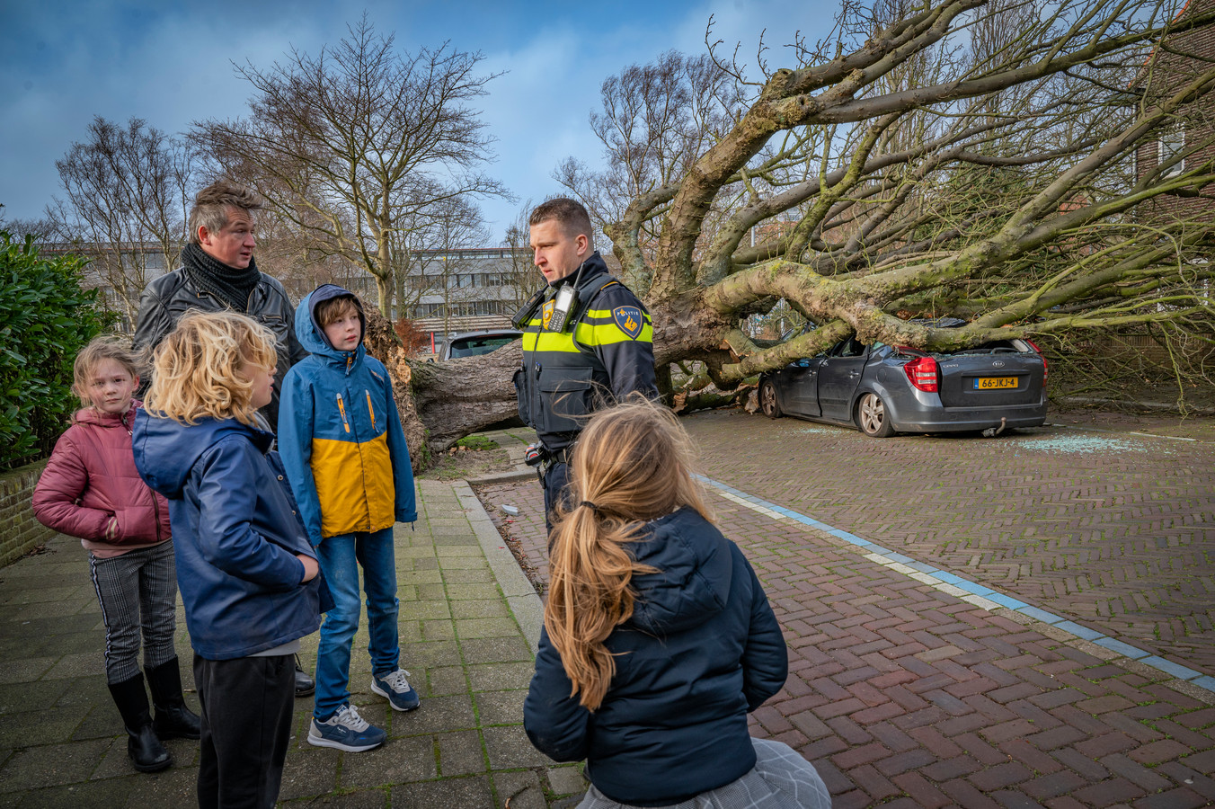 Enorme boom plet auto waar Bas in zit: ‘Had net mijn kinderen afgezet ...