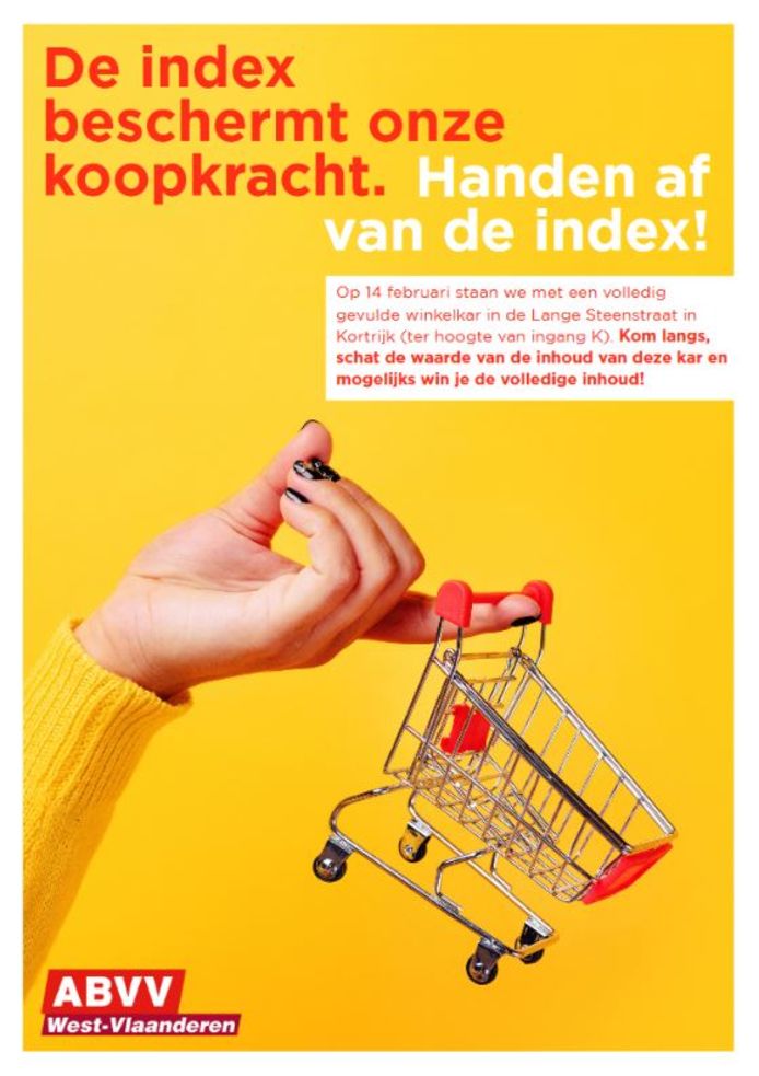 ABVV zet volle winkelkar in Kortrijk: wie dichtst kostprijs inhoud gokt ...