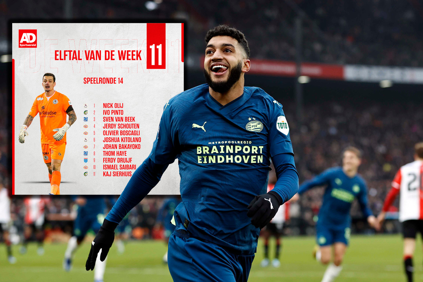 PSV hofleverancier van Elftal van de Week, Jerdy Schouten stevig aan ... PSV hofleverancier van Elftal van de Week, Jerdy Schouten stevig aan ...