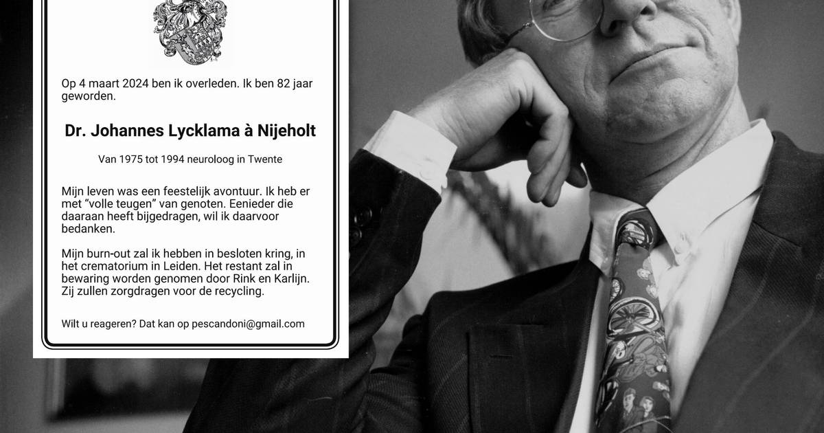 Kleurrijke arts maakt met bijzondere rouwadvertentie zijn eigen ...