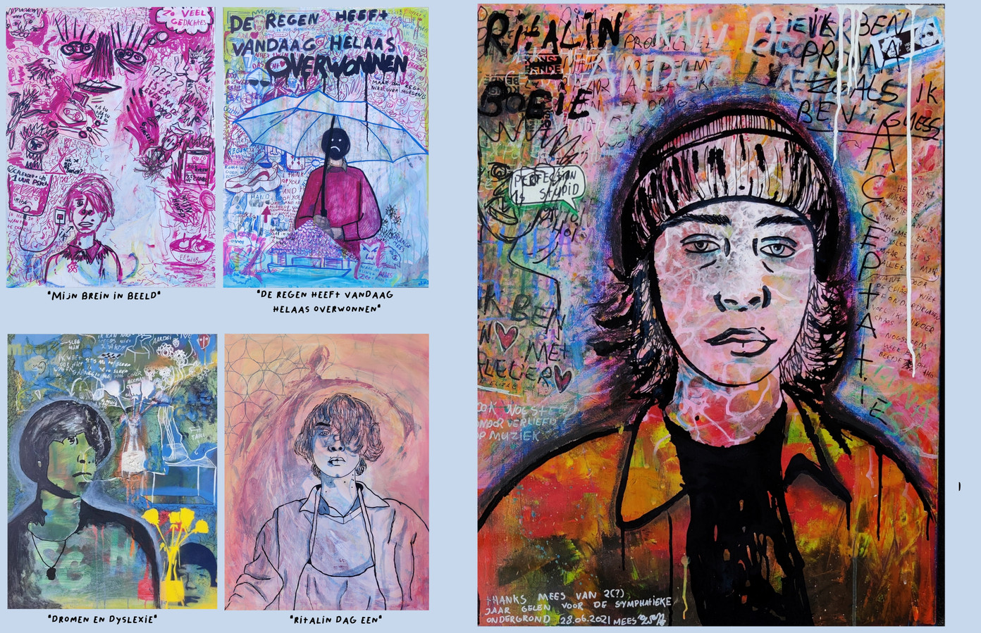 17-jarige Mees exposeert in Valkenberg: creatieve zelftherapie en ...