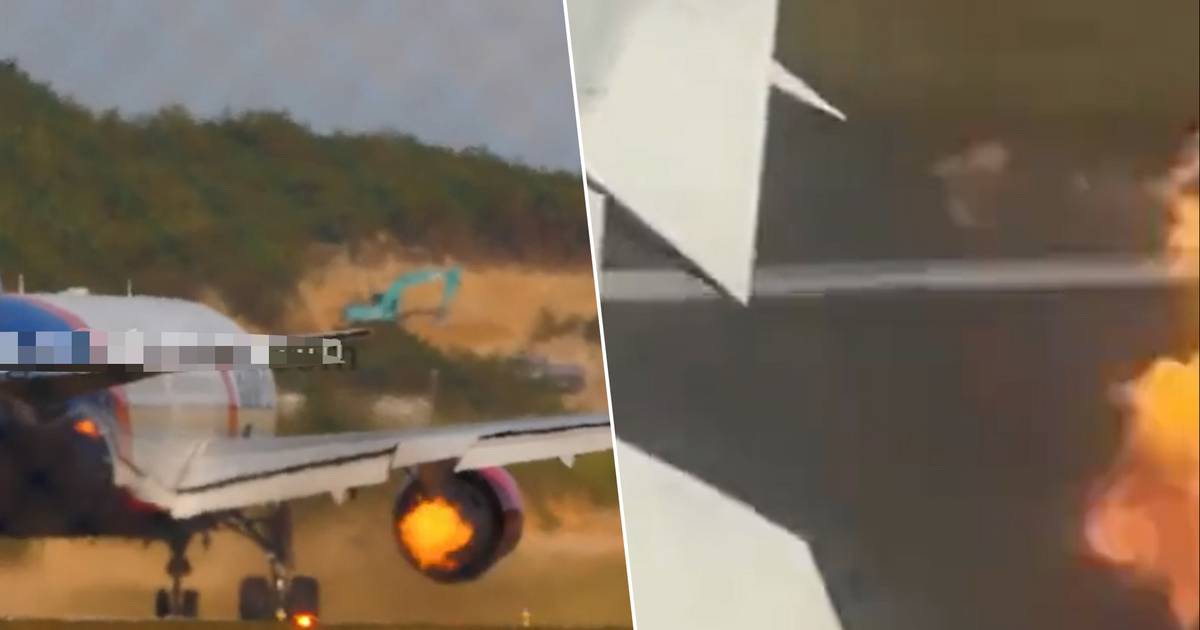 Motor vlucht Azur Air vat vuur, piloten houden toestel aan de grond ...