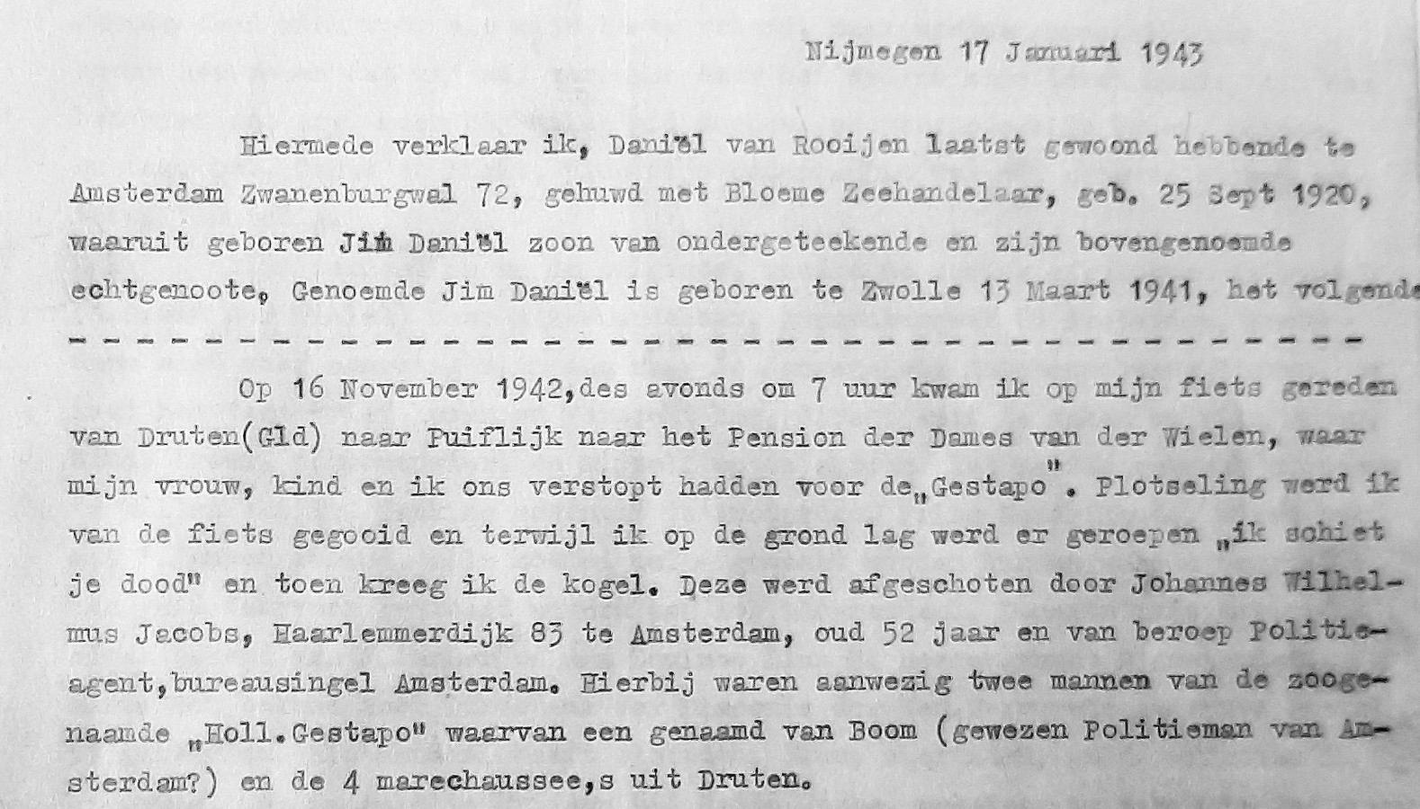 Daniël van Rooijen stond op het boodschappenlijstje van een Jodenjager ...