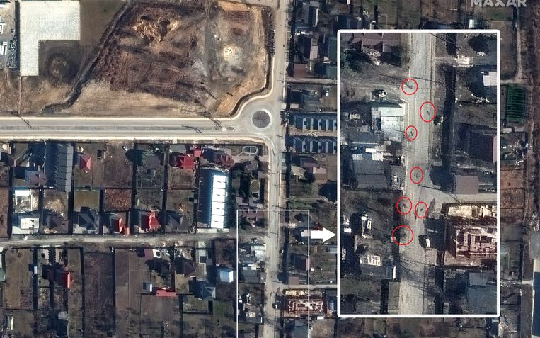 Satellietbeelden bewijzen: lichamen lagen al weken op straat in Boetsja