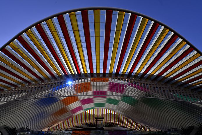 IN BEELD. Treinstation Luik-Guillemins baadt in de kleuren van de ...