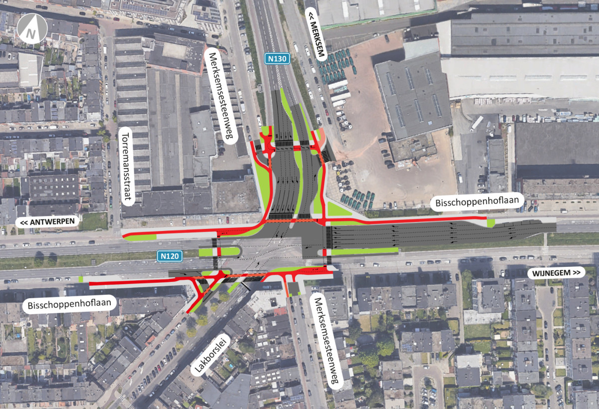 Eén van zwartste punten van Antwerpen wordt conflictvrij: heraanleg kruispunt Bisschoppenhoflaan ...