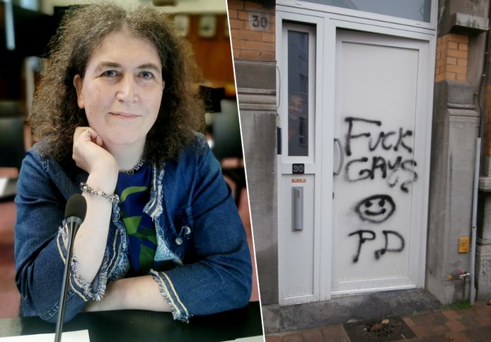 Voordeur Sandra Storme (Vlaams Belang) beklad met lesbofobe graffiti ...