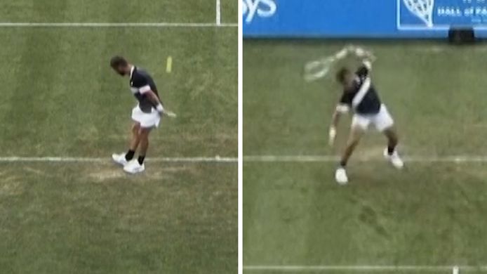 KIJK. “Wat ben ik toch aan het doen?”: Franse tennisser is ten einde raad en dat levert bizarre ...