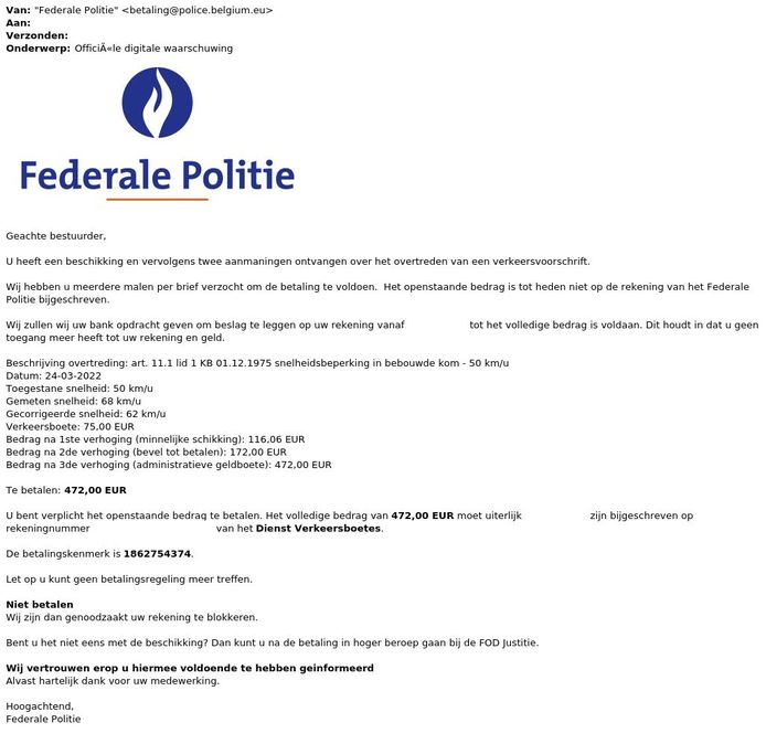 Ontving je vorige week een dagvaarding van de politie? Mogelijk was die ...