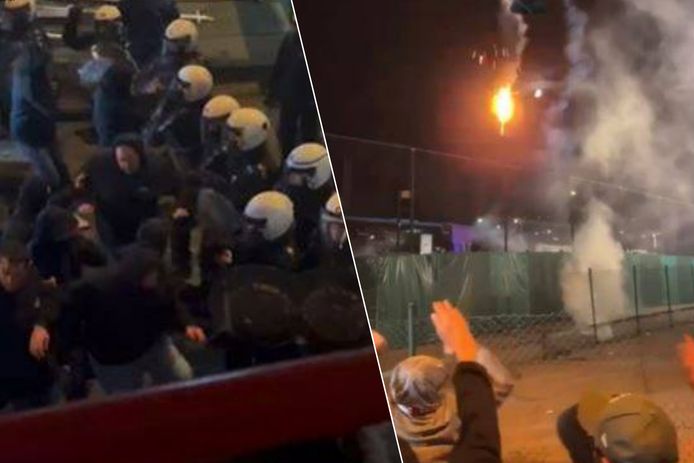 KIJK. Toch gaat het weer mis: fans Anderlecht gooien Bengaals vuurwerk ...