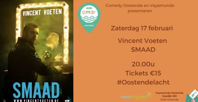 Comedian Vincent Voeten brengt zijn eerste avondvullende show SMAAD | Oostende | hln.be