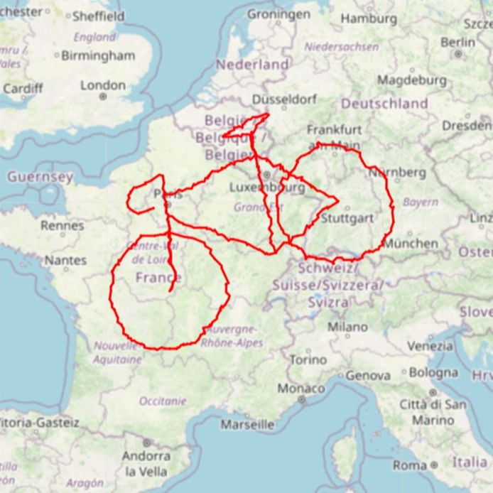 Koppel breekt wereldrecord en maakt “fietskunstwerk” op Strava van meer ...