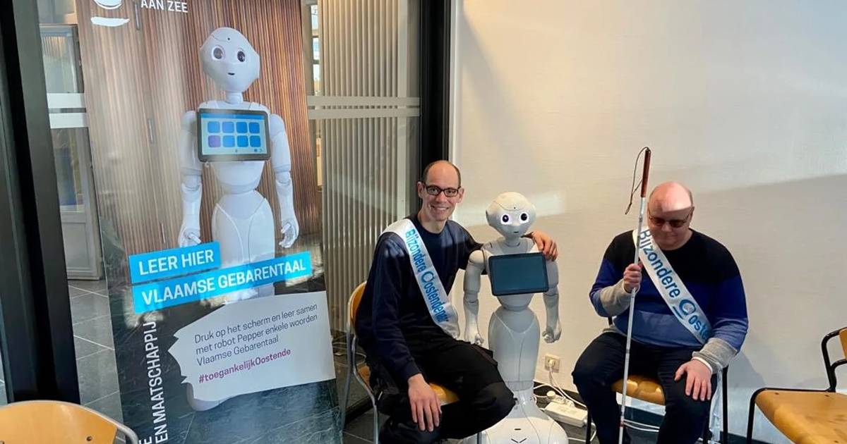 Robot Pepper leert stadhuisbezoekers gebarentaal | Oostende | hln.be