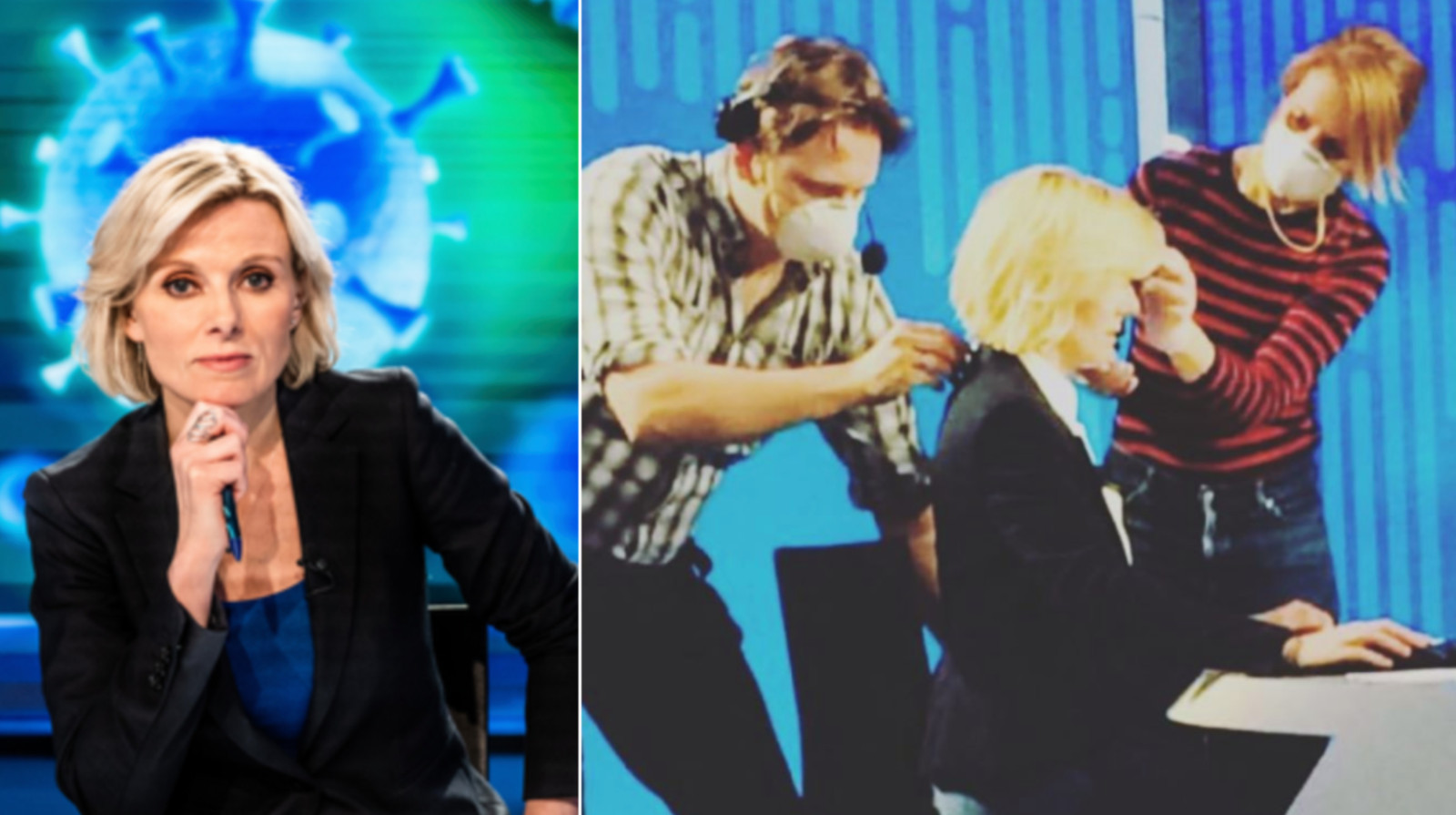 Cathérine Moerkerke toont VTM-studio ten tijde van corona | Foto | hln.be