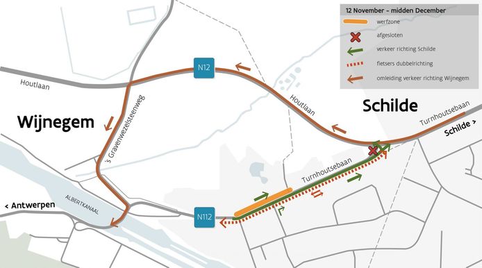 Maand lang hinder door heraanleg fiets- en voetpad Turnhoutsebaan | Wijnegem | hln.be