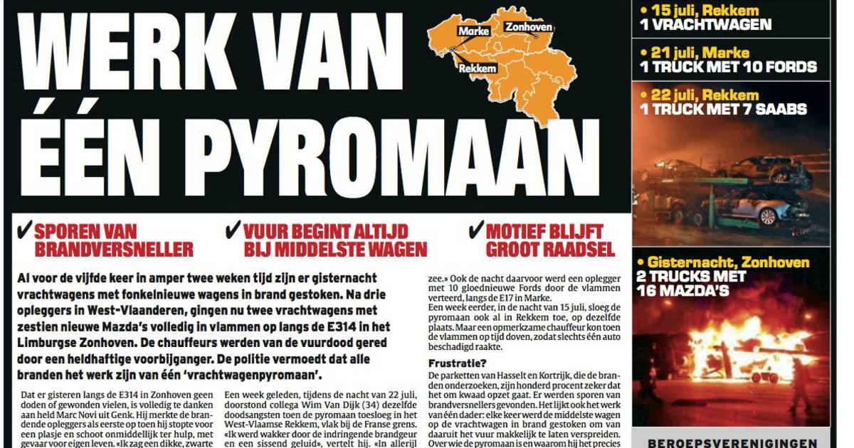 Pyromaan riskeert wéér fikse straf | Menen | hln.be
