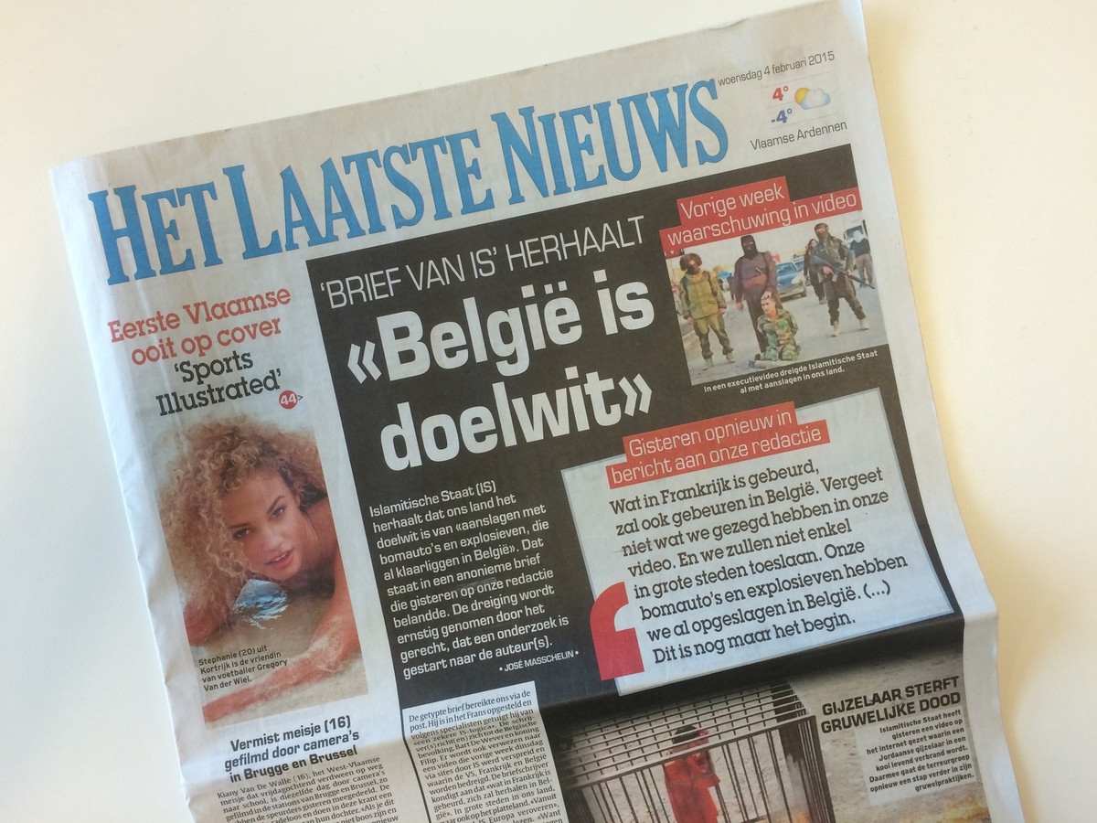 Dreigbrief IS bij Belgische krant Het Laatste Nieuws | Foto | AD.nl