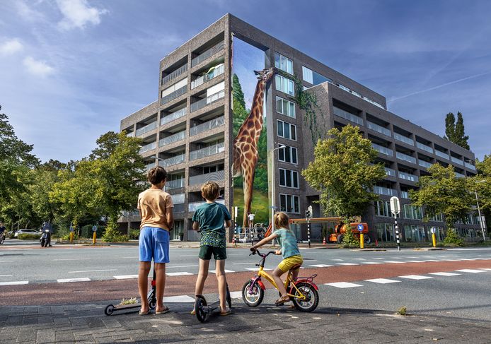 Zien: deze metershoge giraf eet een flat in Utrecht kaal | Utrecht | AD.nl
