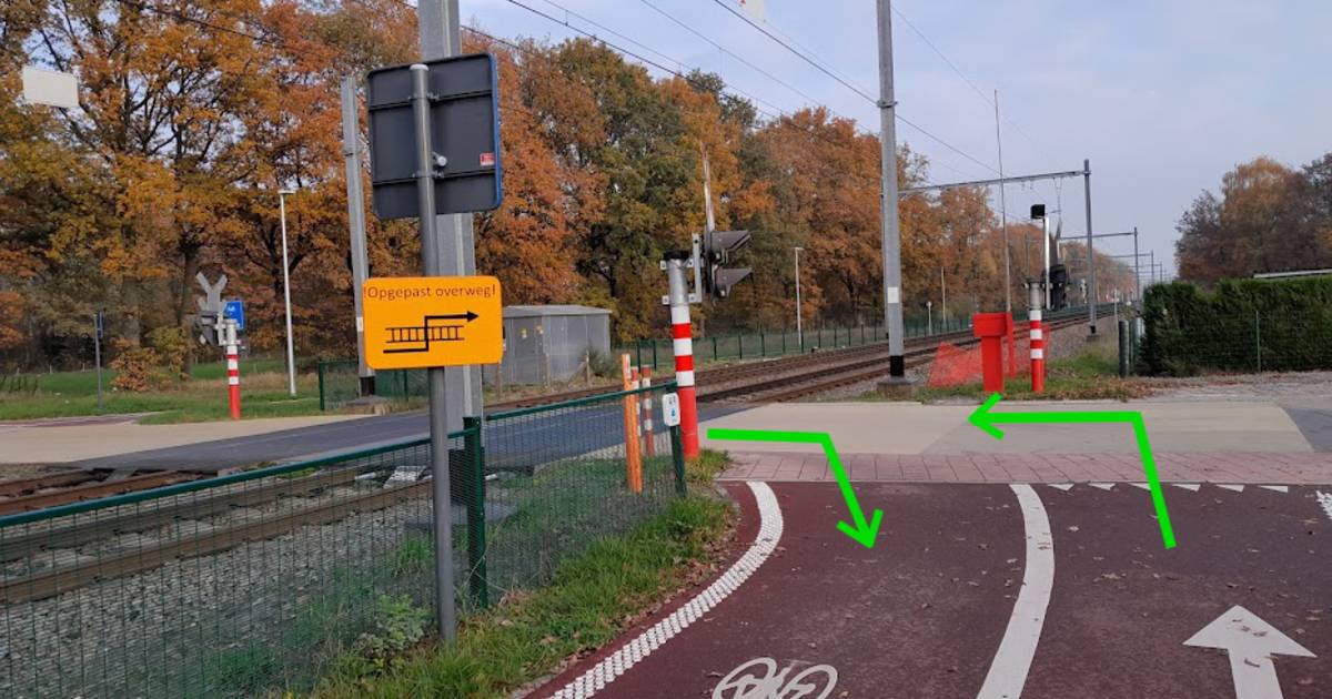 Extra waarschuwingsborden aan fietsostrade in Doffen moedigen fietsers aan om overweg correct ...