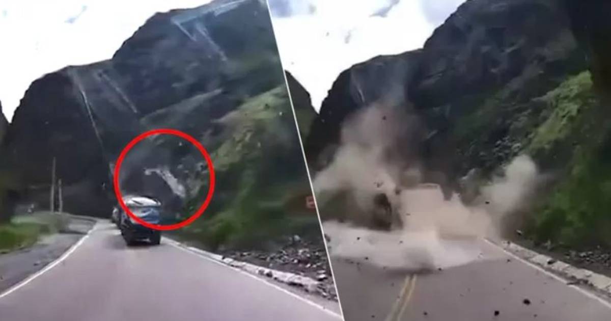 Un vrai miracle: un rocher géant écrase un camion, le conducteur survit ...