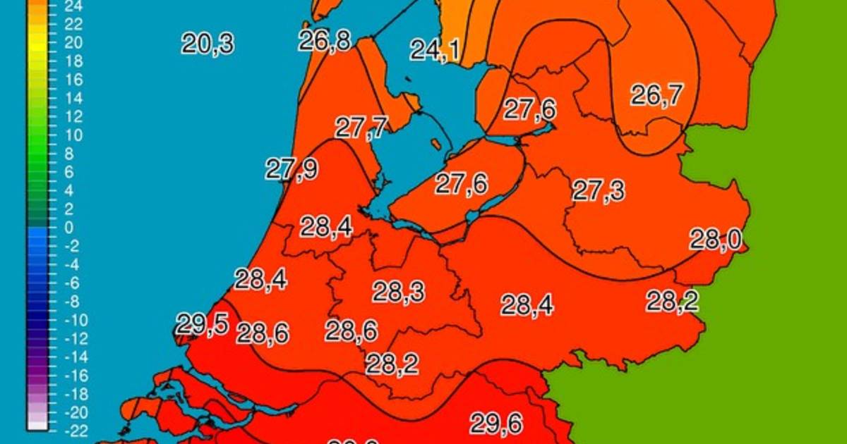 Tropisch warm: in heel Brabant ruim 30 graden bereikt, morgen code geel ...