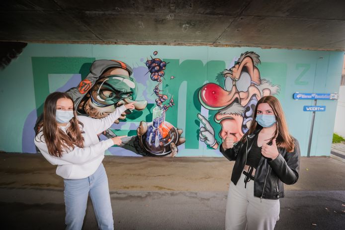 Leerlingen versieren fiets- en wandeltunnel met graffiti | Bree | hln.be
