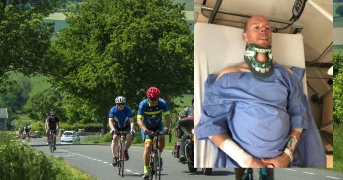 Wielrenner Arjan brak na een onverwachte duw van een motorrijder zijn ...