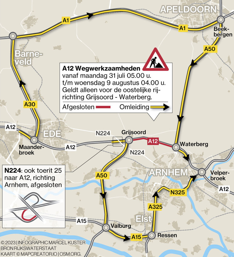 Let op, 8 kilometer van A12 bij Arnhem is nu afgesloten: ‘Een van de ...