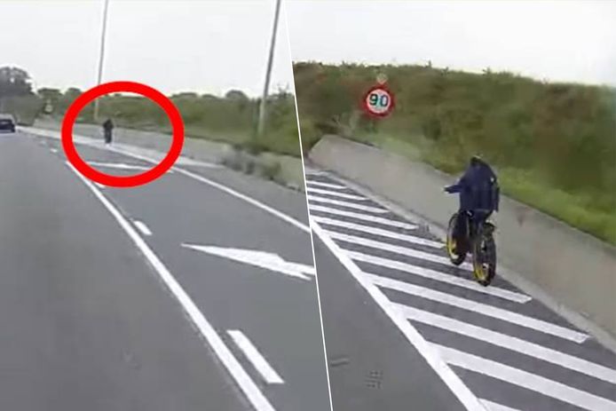 KIJK. Vrachtwagenchauffeur filmt hoe roekeloze fietser op R4 rijdt ...